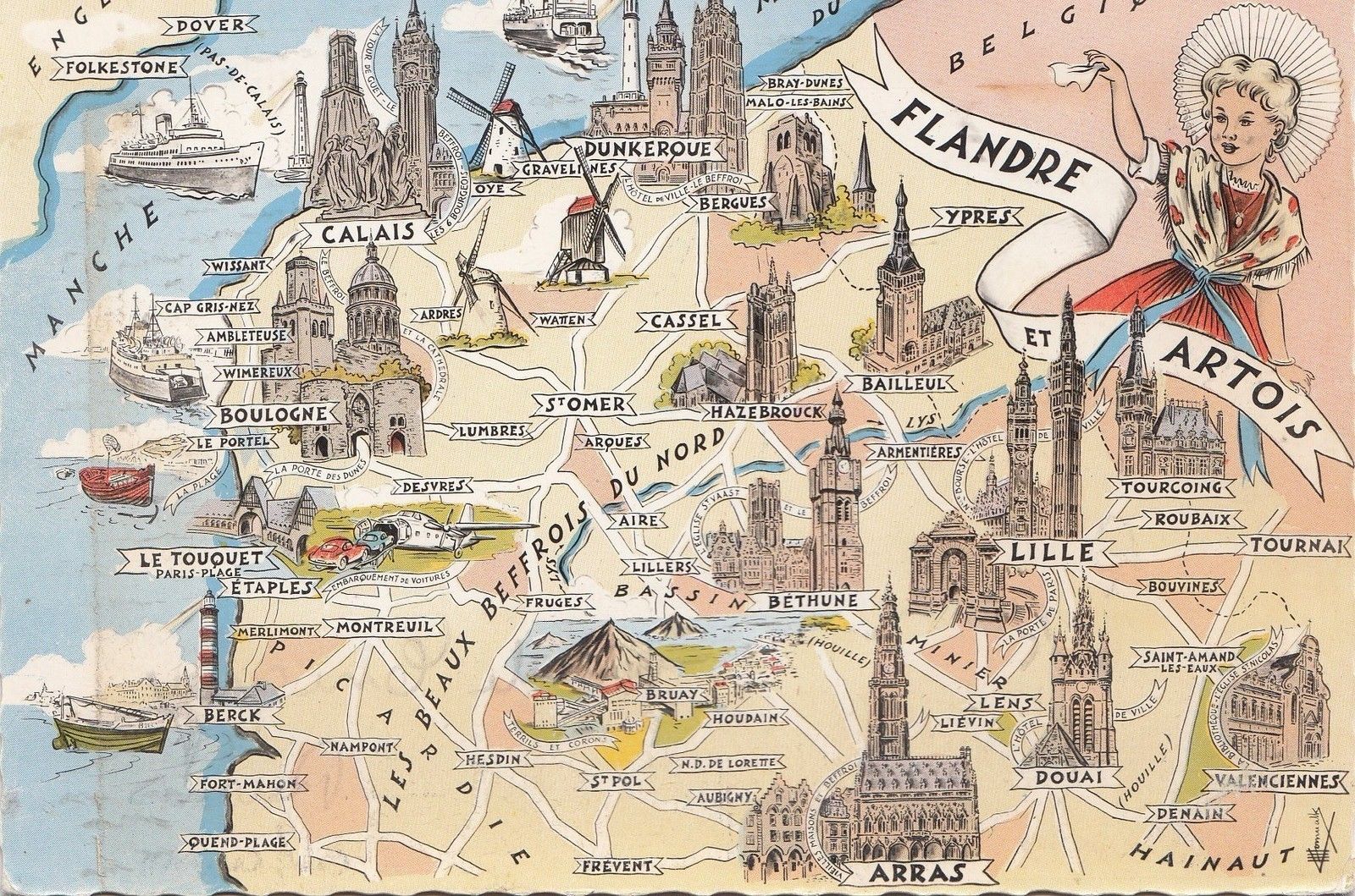 BF24557 flandre et artois map cartes geographiques france front/back ...