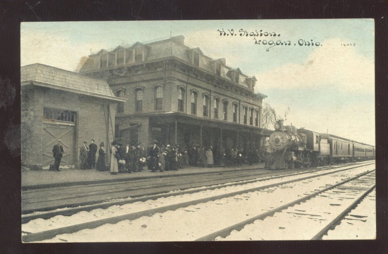 Logan Ohio M.V. Railroad Depot Train Station Vintage Postcard Trenton ...