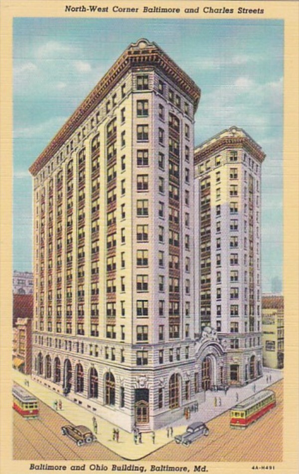 Maryland Baltimore Trolleys At Baltimore and Ohio Building Curteich ...