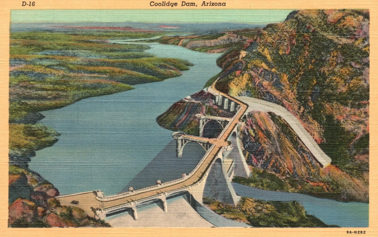 Vintage Postcard Coolidge Dam Between Globe And Safford Spillway Dome ...