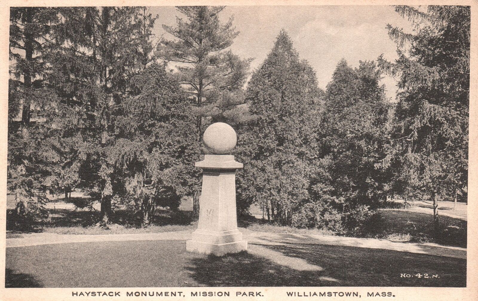 Vintage Postcard Haystack Monument Mission Park Williamstown ...