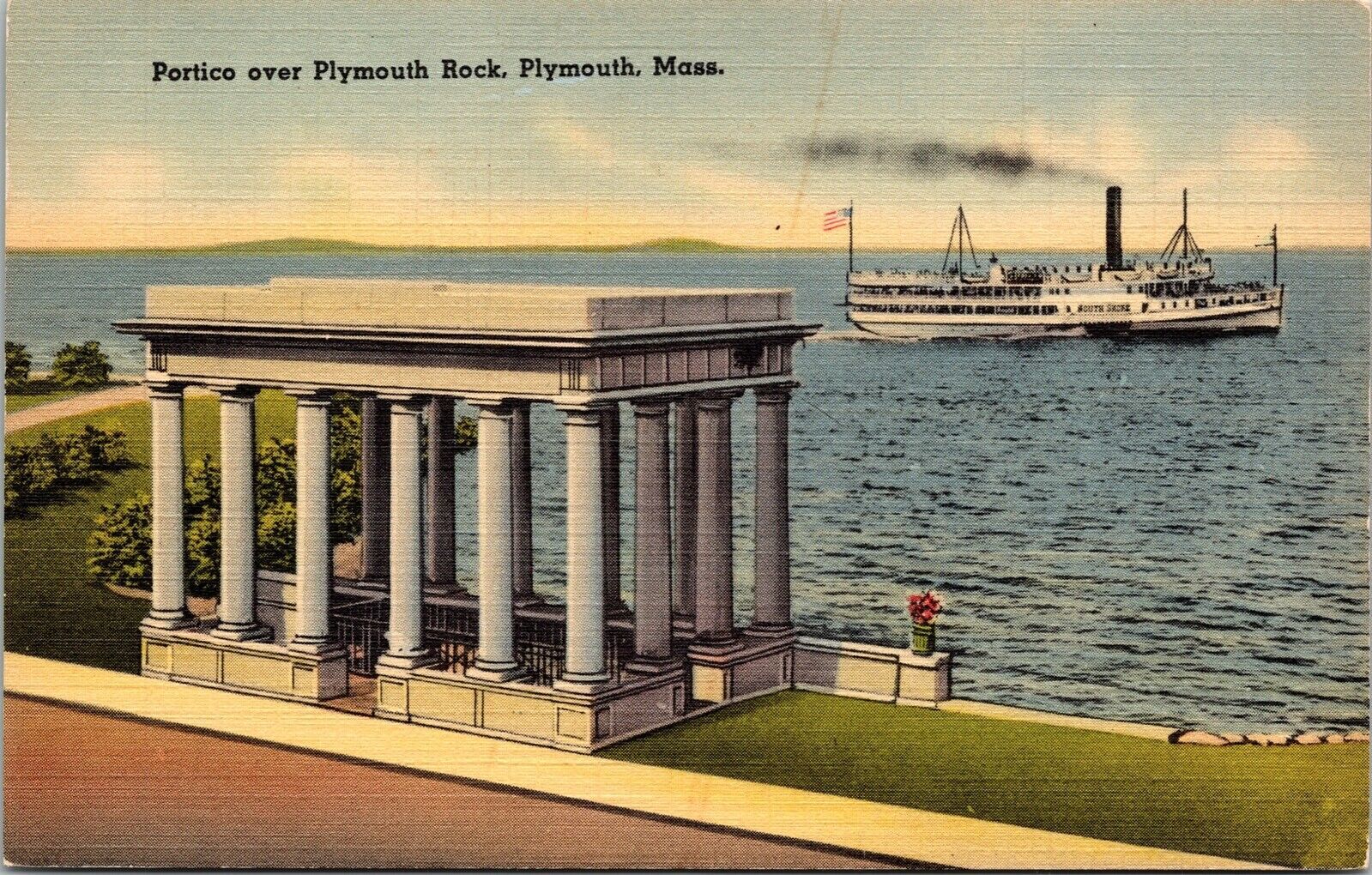 Historic Portico Landmarl Plymouth Rock Plymouth Massachusetts Linen ...