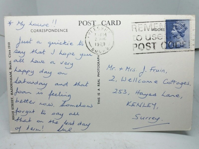 Haddenham High Street Buckinghamshire Circa 1910 Repro Postcard Posted ...