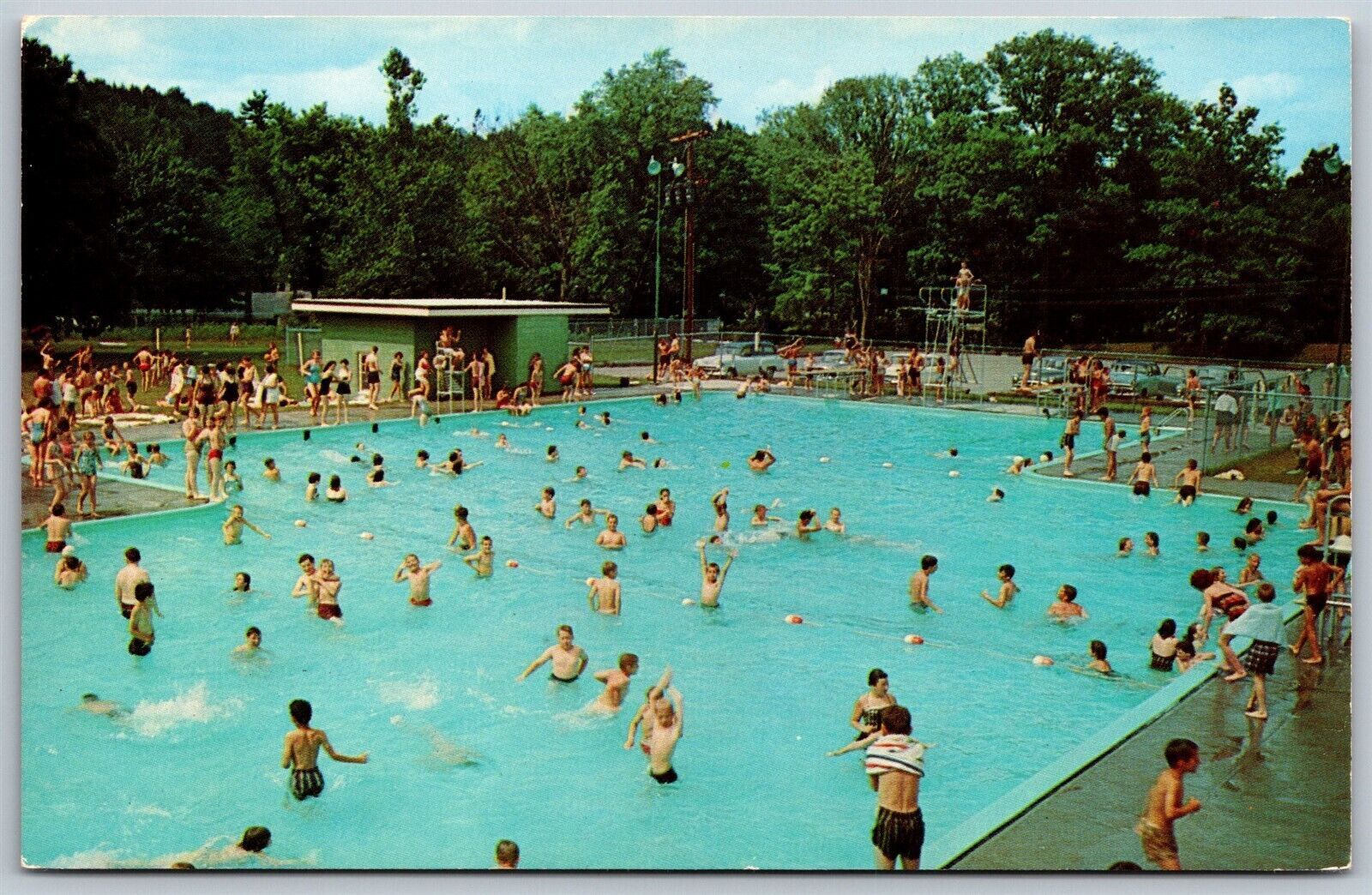 Vtg Brattleboro Vermont VT Memorial Park Swimming Pool View Old Chrome ...