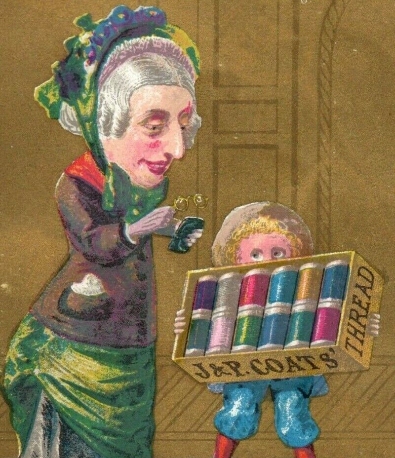 1880s J&P Coats Spool Cotton Boy Box Of Thread Old Lady P225 | Ephemera ...
