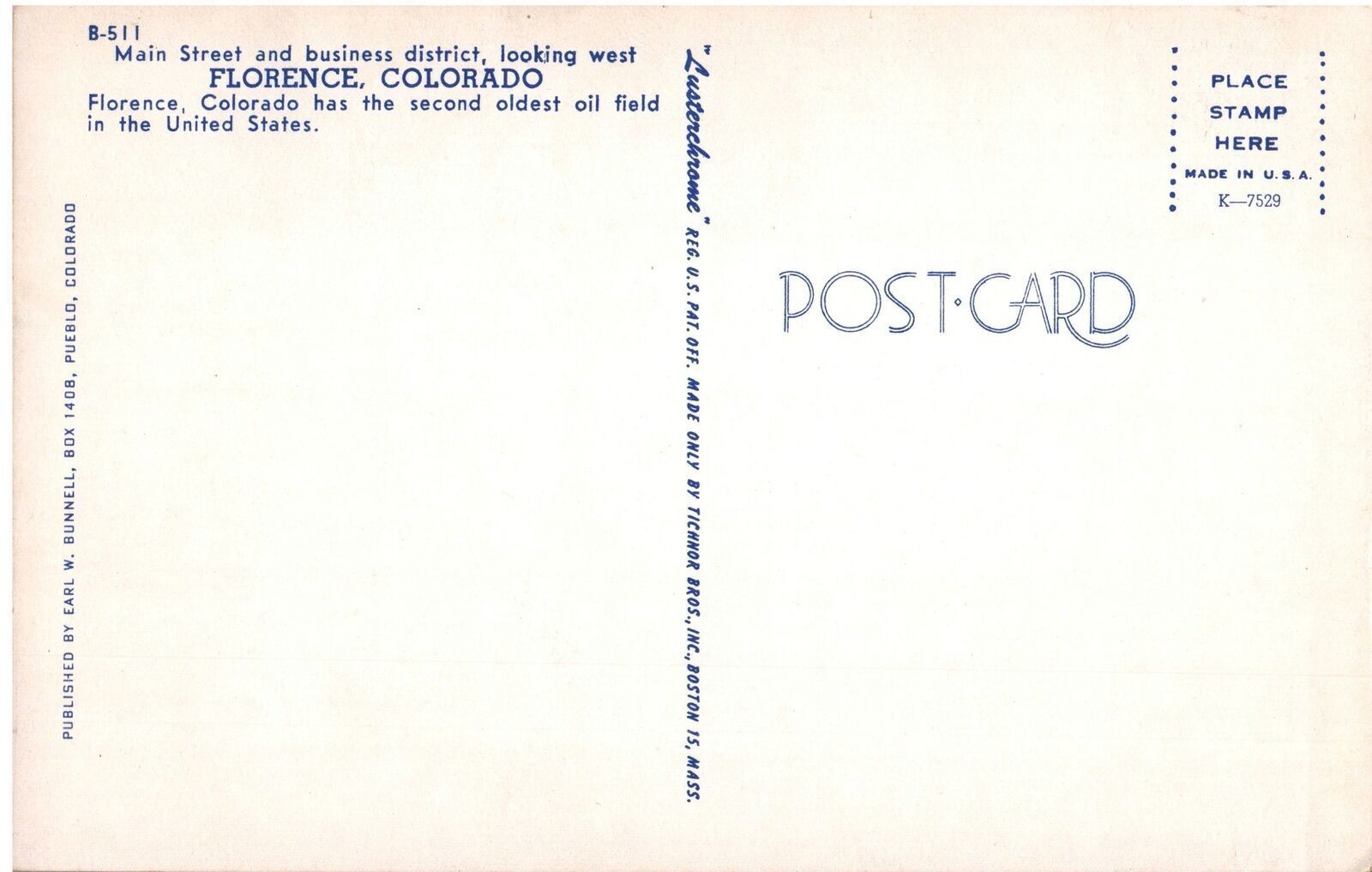 Vintage Postcard Main Street and Business District Florence Colorado ...