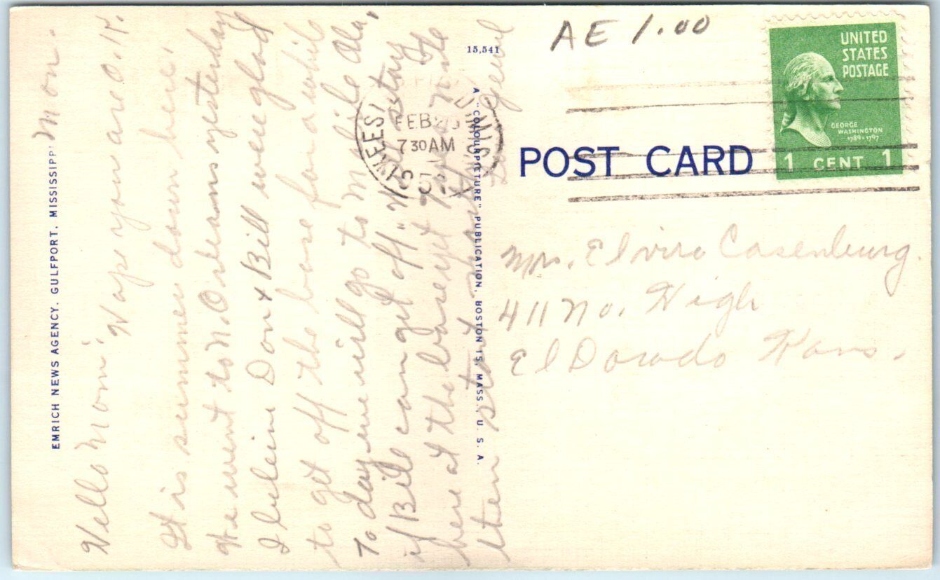 Postcard - Giant Live Oak Draped with Moss, Mississippi Gulf Coast ...