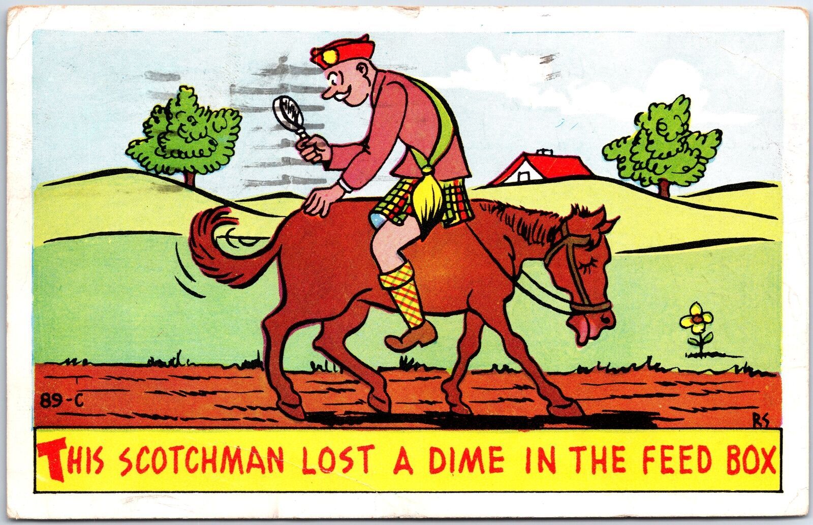 Vintage Postcard "This Scotchman Lost a Dime in the Feed Box" 1953 ...