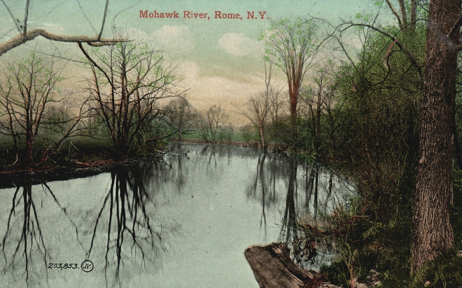 Vintage Postcard 1909 Mohawk River Along Forest Trees Rome New York NY ...
