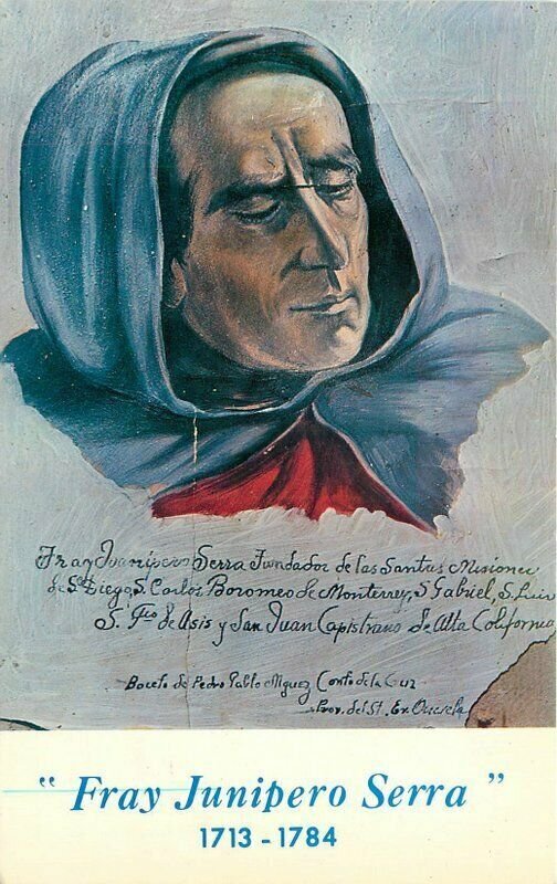 California Fray Junipero Serra 1950s Portrait Missions Bell Postcard 22 ...