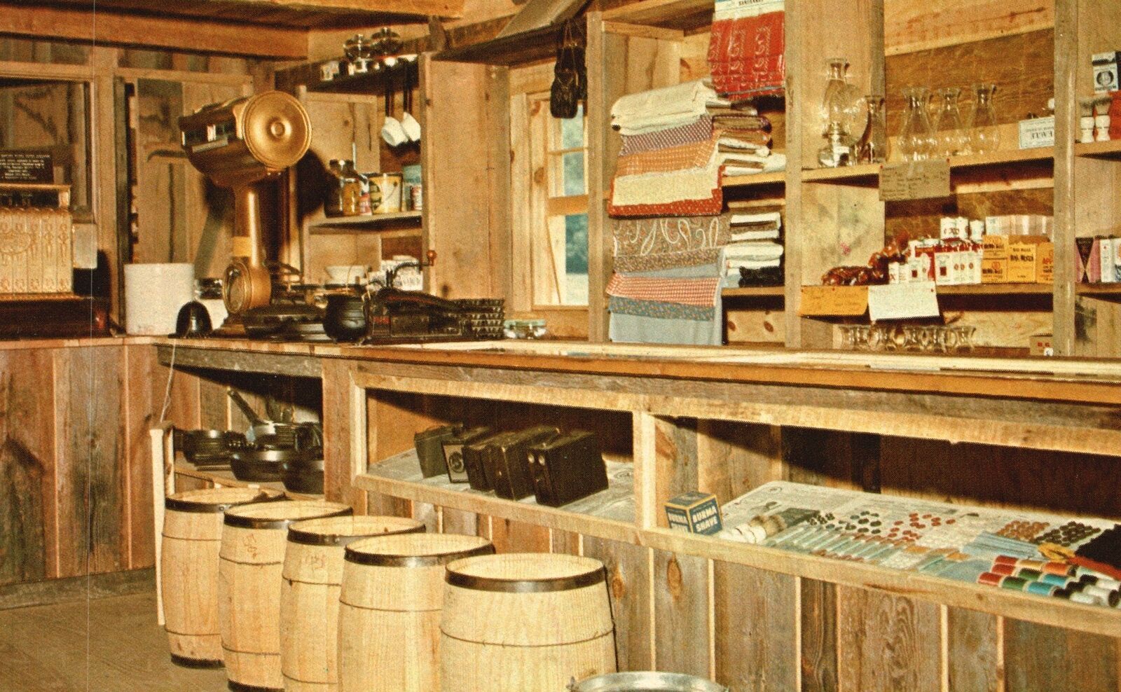 Vintage Postcard Interior of Cable Store Cades Cove Great Smoky Mts ...