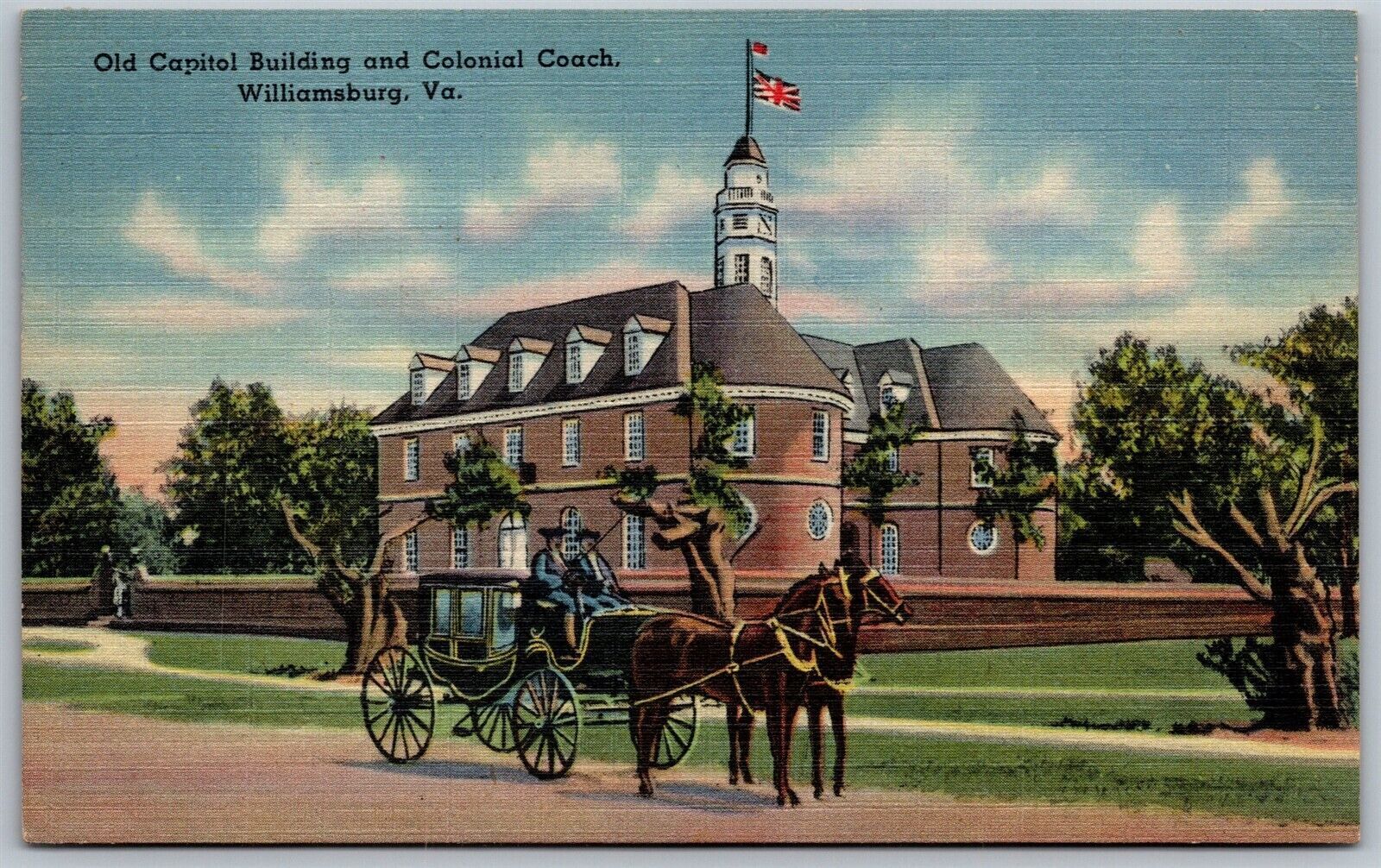 Vtg Williamsburg Virginia VA Old Capitol Building Colonial Coach 1940s ...