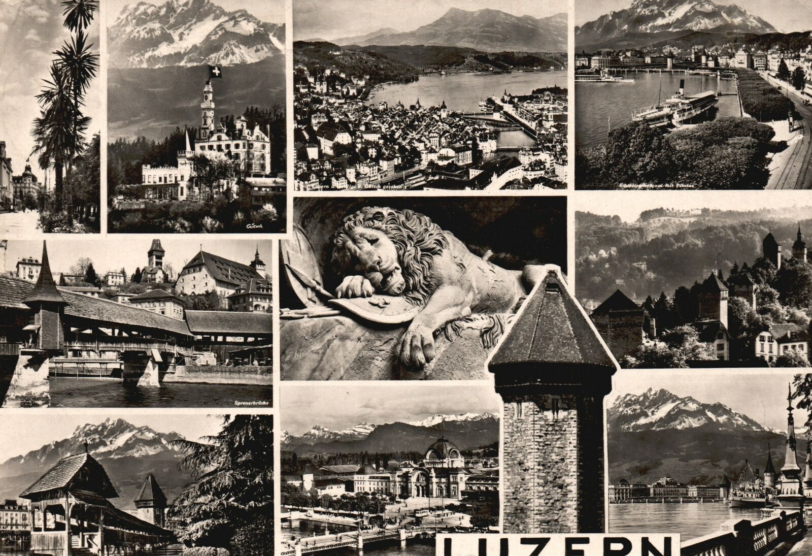 Vintage Postcard Luzern Multi View Famous Landmark Places Lucerne ...