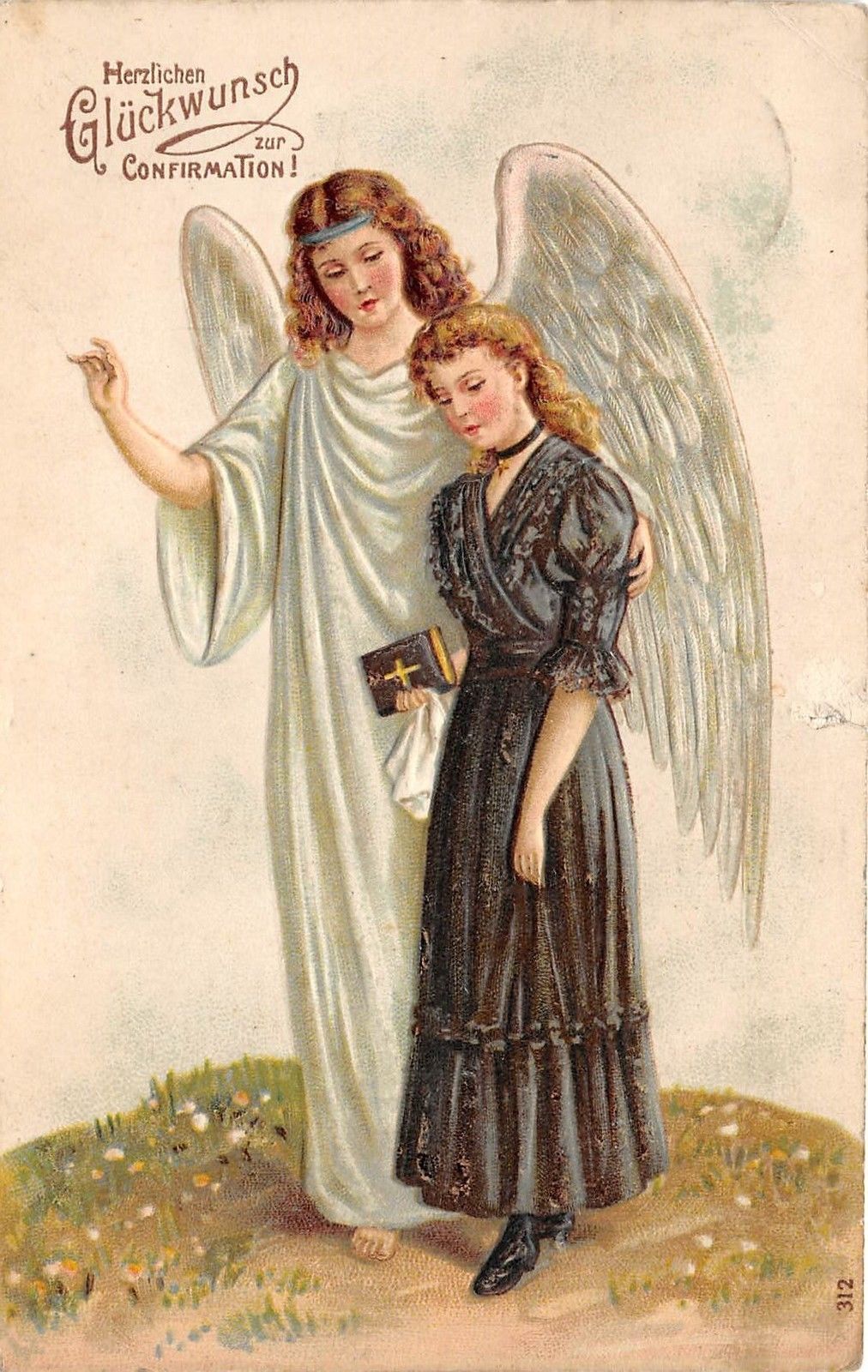 BG20012 girl with angel embossed confirmation konfirmation germany ...