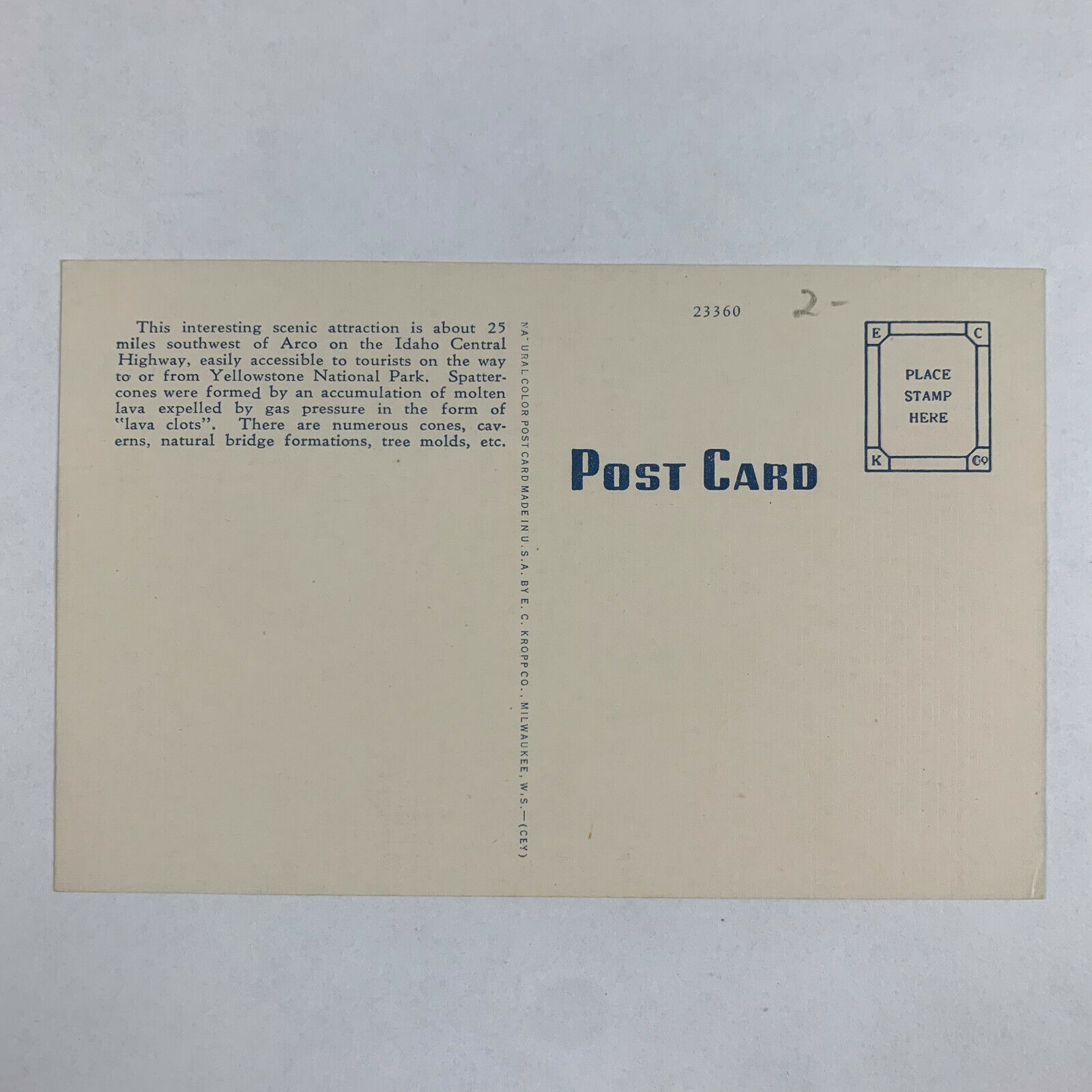 Postcard Idaho ID Extinct Volcano Craters Moon Spatter Cone Linen ...
