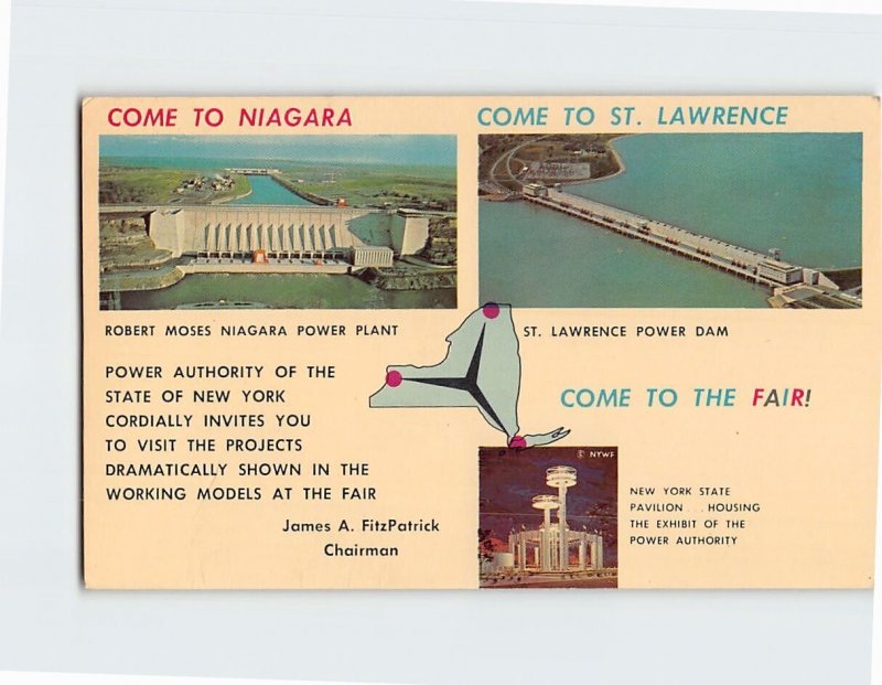 Postcard Robert Moses Niagara Power Plant & St. Lawrence Power Dam, New ...