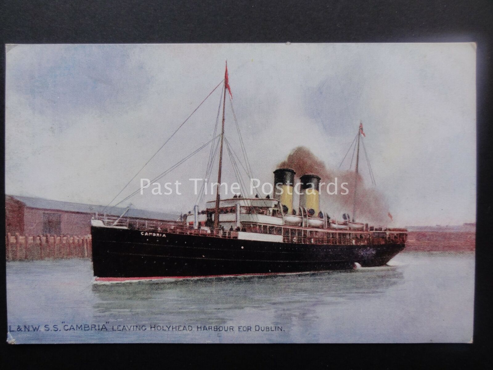 Railway Official L&NW SS CAMBRIA Leaves Holyhead Harbour for Dublin Old ...