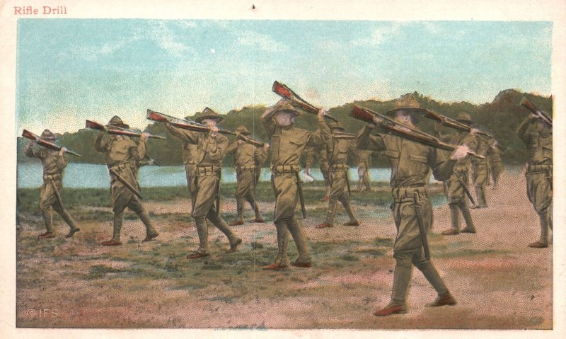 Vintage Postcard Rifle Drill U. S. Military Service Infantry Gun ...