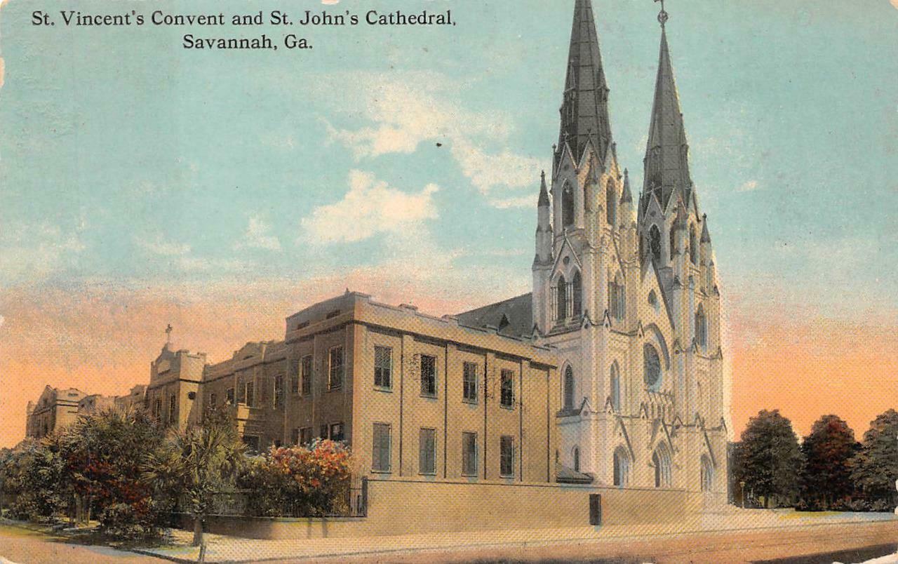 ST. Vincent's Convent & ST. John's Cathedral Savannah Georgia Postcard ...