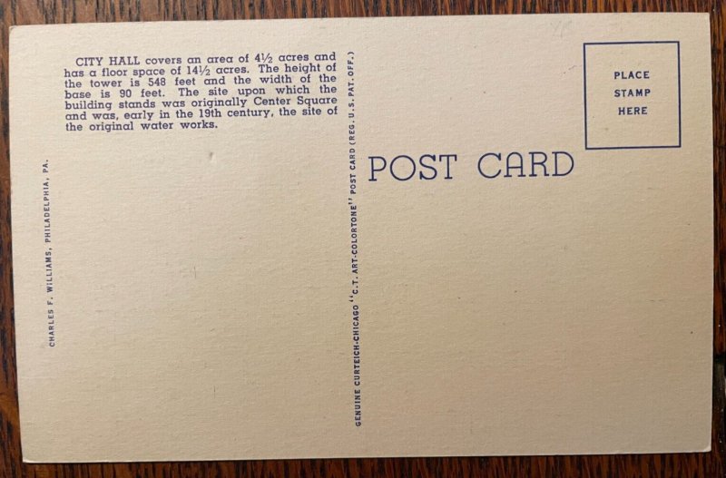 Vintage Postcard 1933 City Hall, Masonic temple, Philadelphia ...