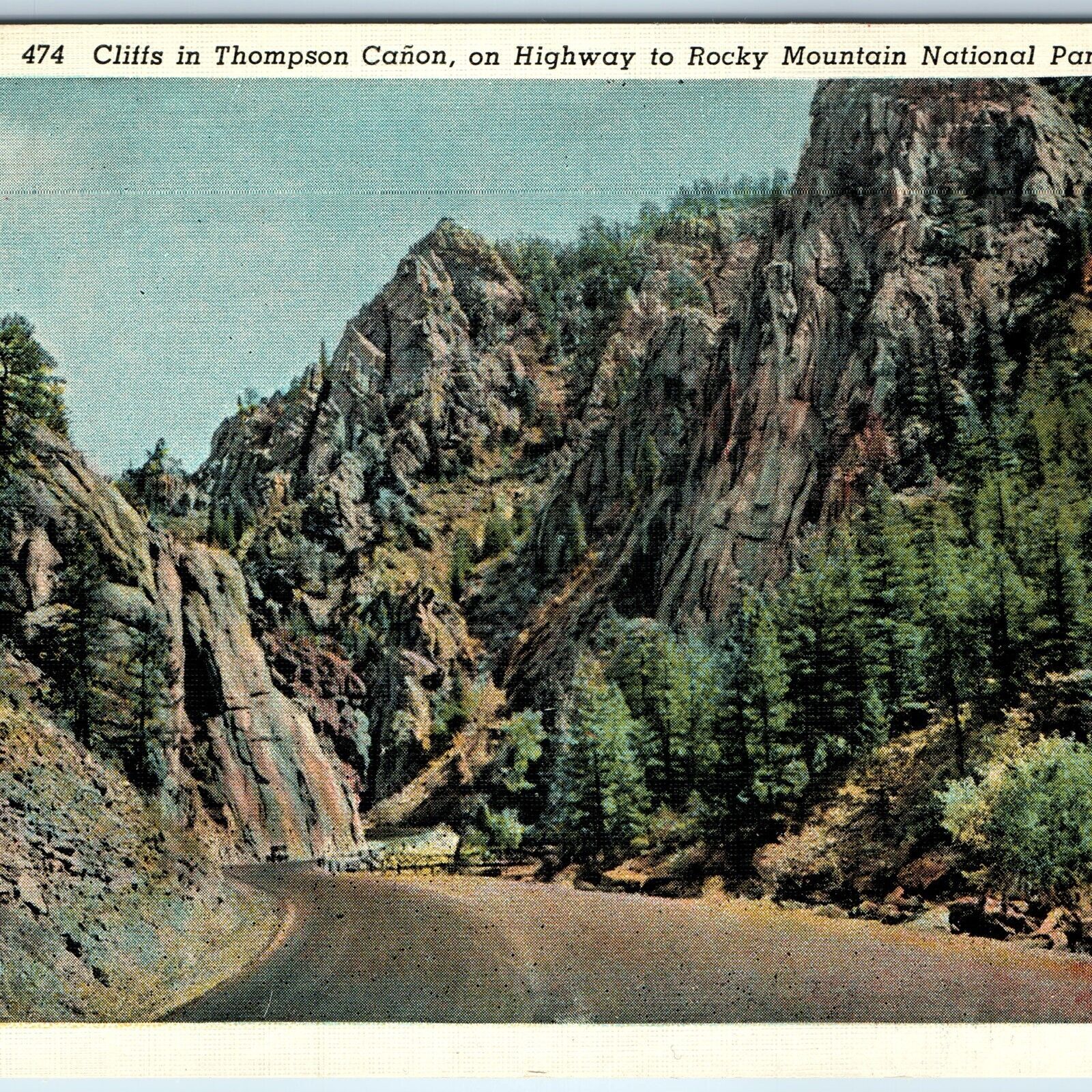 1937 Estes Park Colo Upper Thompson Cañon Canyon Cliffs Rocky Mountain ...