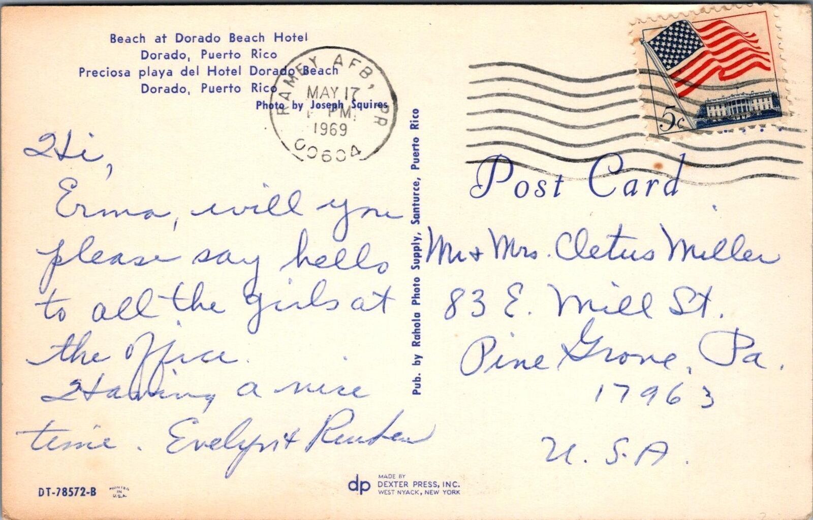 Postcard at Dorado beach Hotel Dorado Puerto Rico 1969 | Latin & South ...