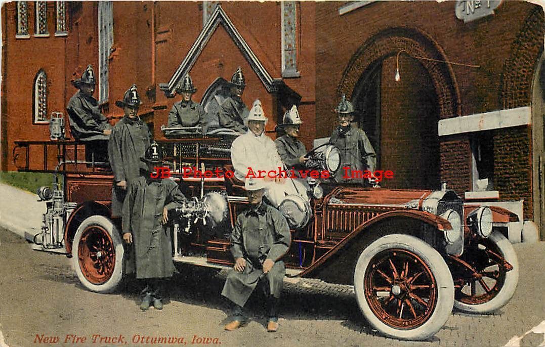 IA, Ottumwa, Iowa, Fire Truck, Firemen, 1919 PM, Sexichrome No 39626 ...