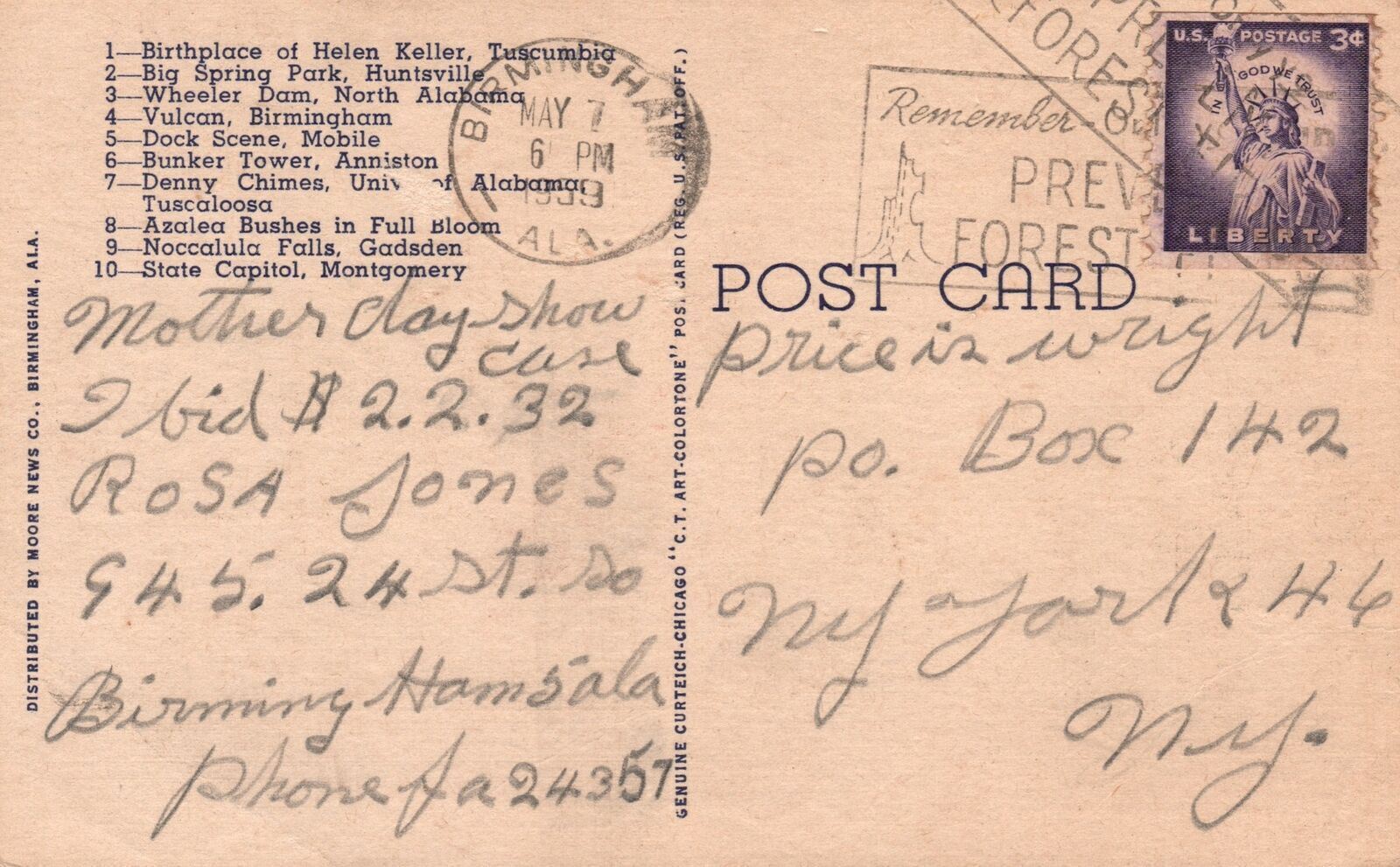 Vintage Postcard 1959 State Map Historical Landmarks & Buildings ...