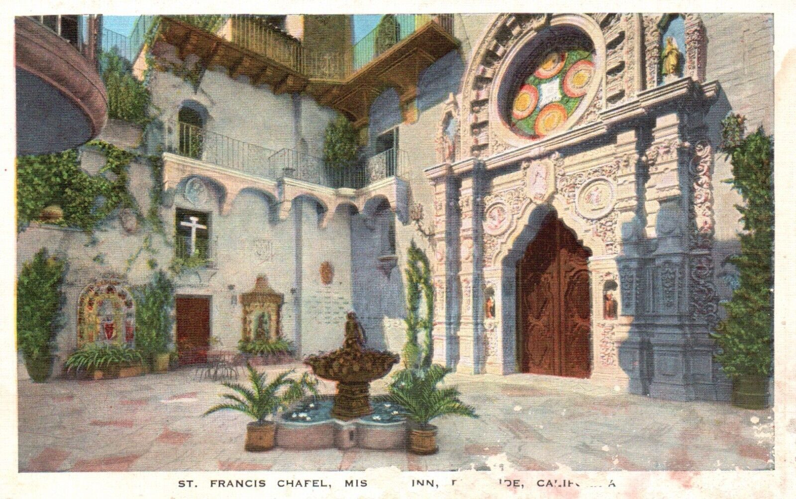 Postcard CA Riverside Mission Inn St Francis Chapel Linen Vintage PC ...