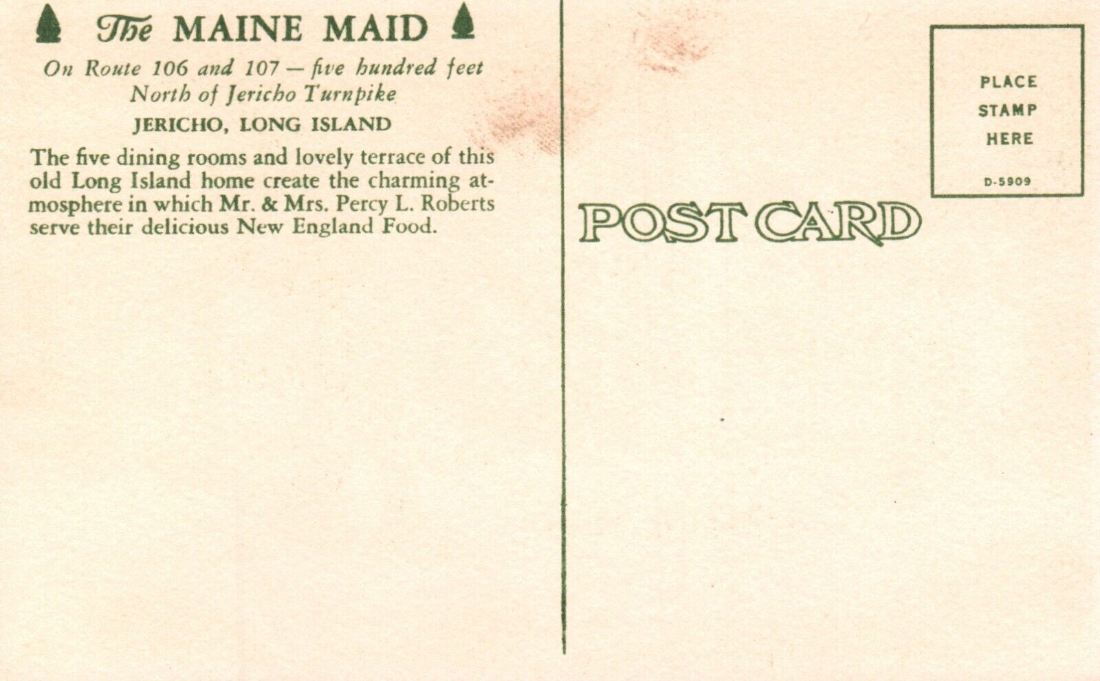 Postcard NY Jericho Long Island LI The Maine Maid Unused Vintage PC ...