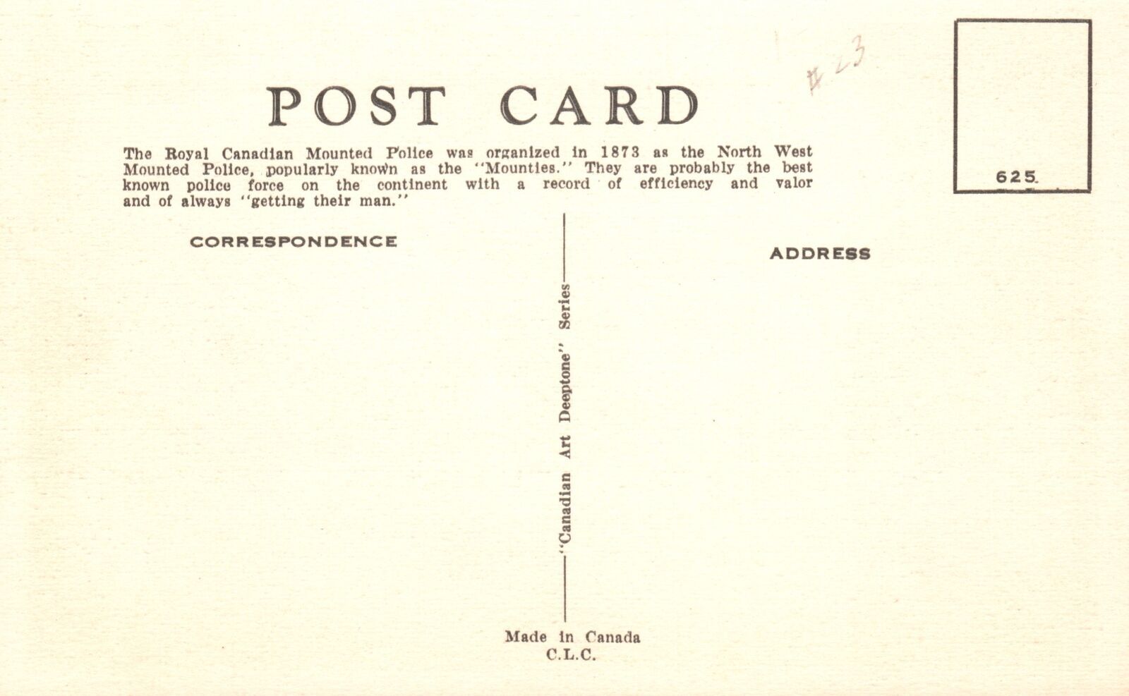 Vintage Postcard Royal Canadian Mounted Police & Flag Police Force ...