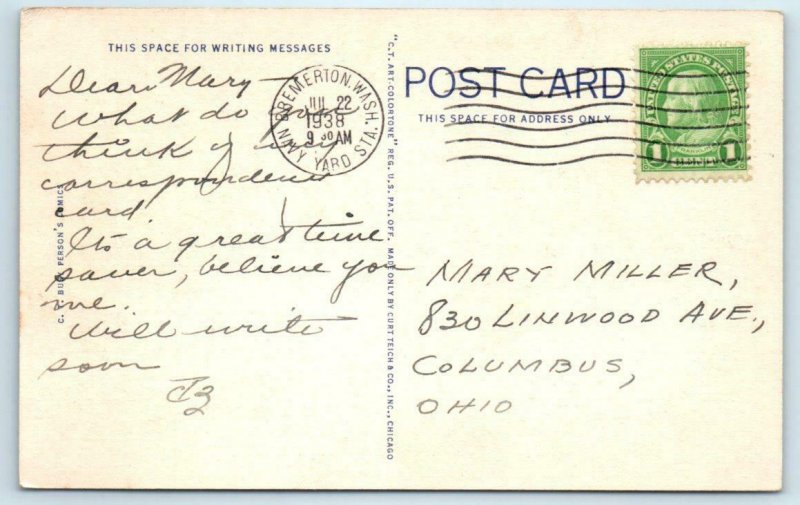 3 Postcards RAY WALTERS "Busy Person's Comics" Check Mark c1940s Linens ...