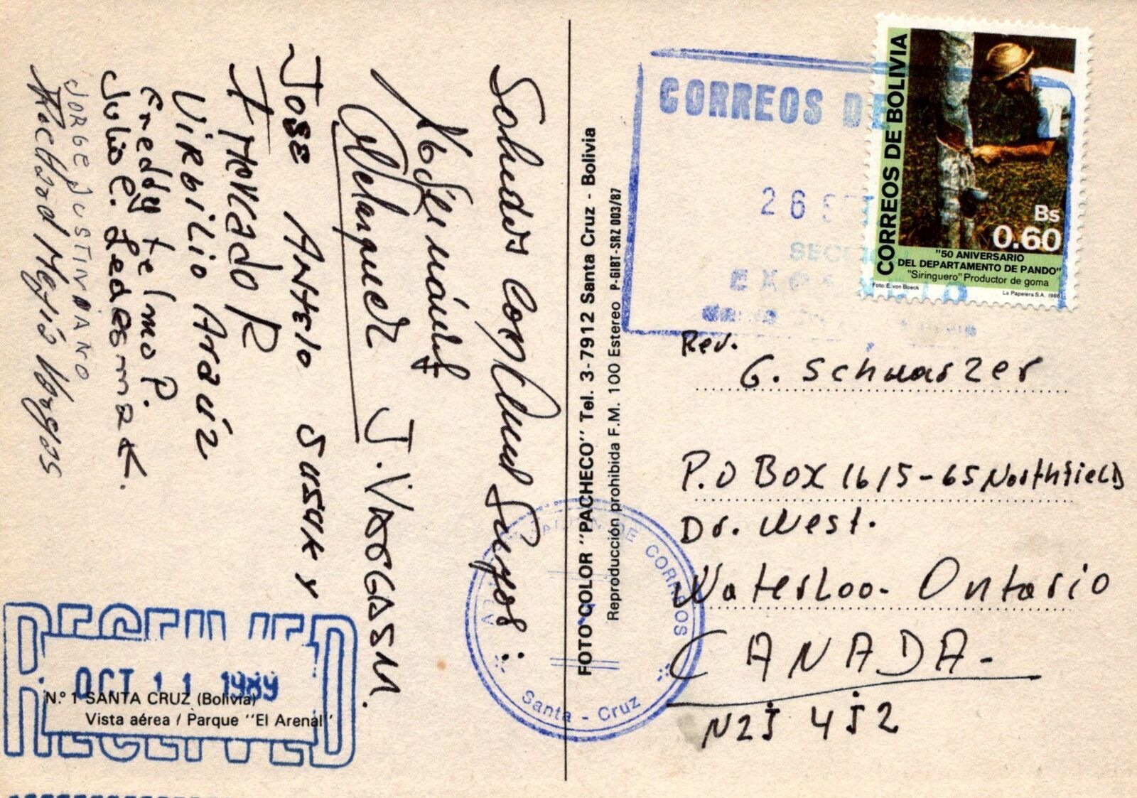 Vintage Continental Size Postcard Aerial View of Santa Cruz Bolivia ...