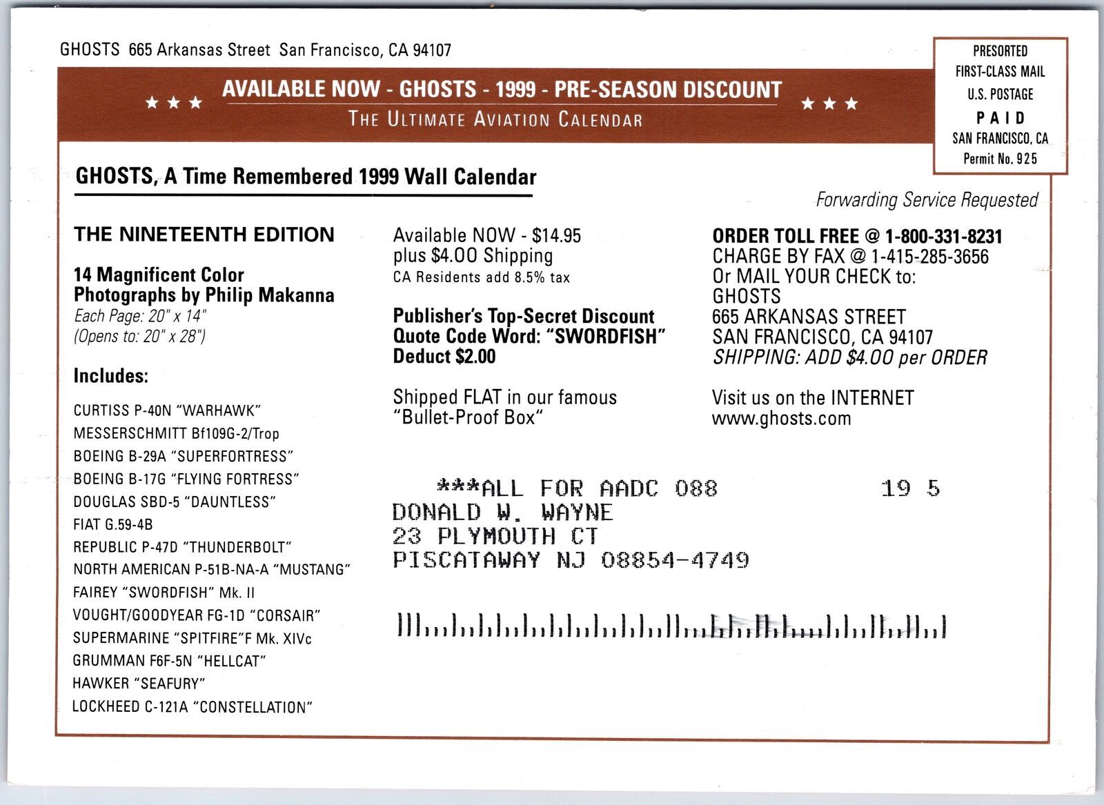 Vintage Postcard Continental Size Ghosts Time Remembered Fighter ...