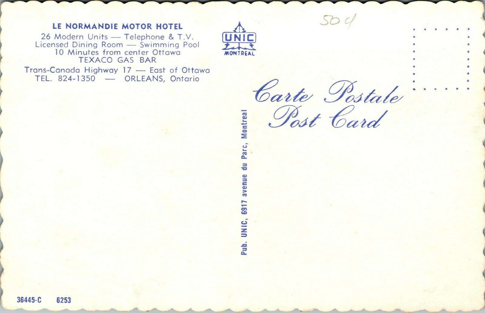 Vtg Orleans Ontario Le Normandie Motor Hotel Canada Texaco Gas Station ...