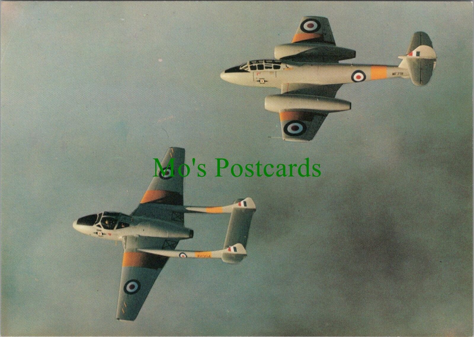 Military Aviation Postcard-Royal Air Force Vampire and Gloster Meteor ...