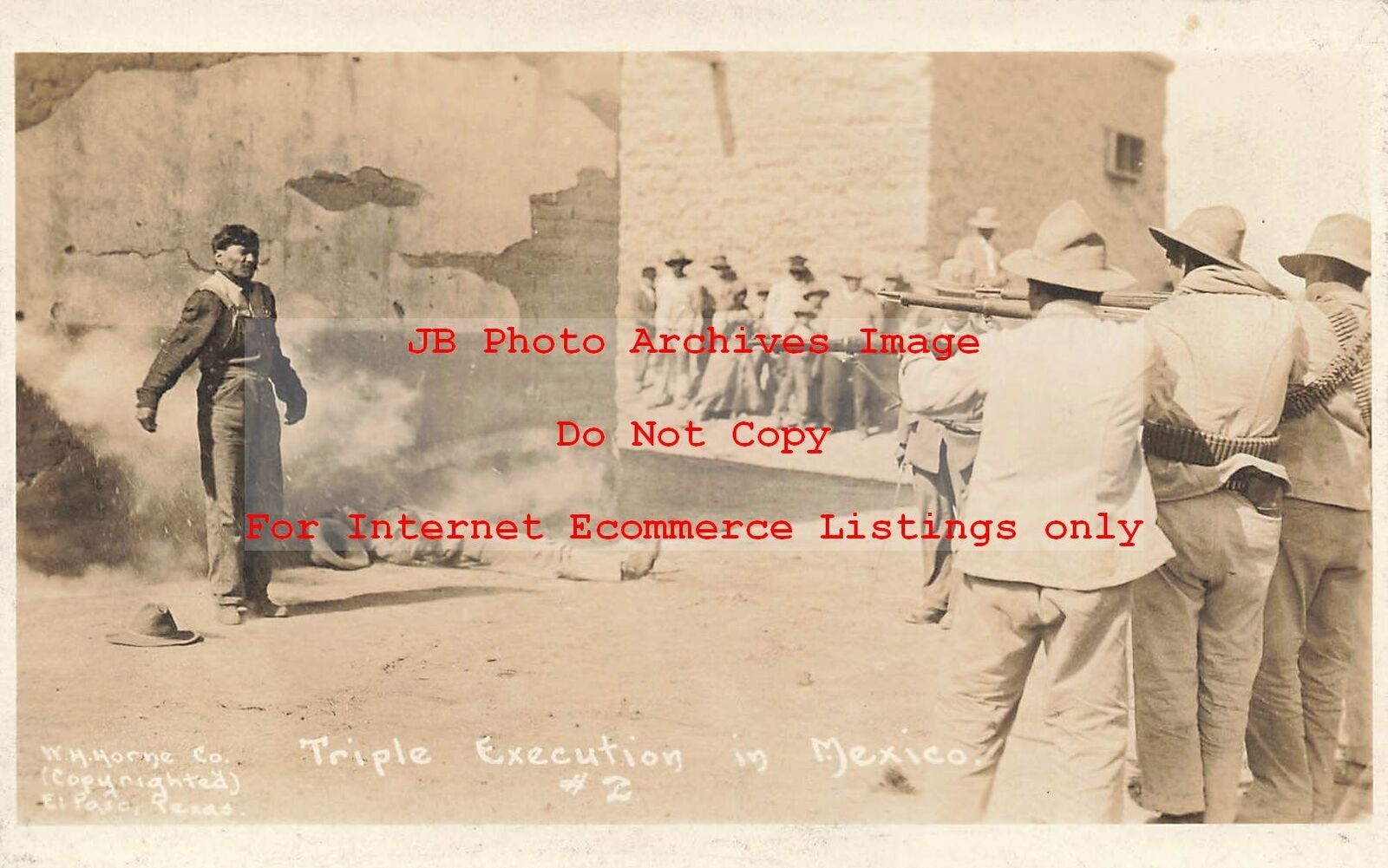 Mexico Border War, RPPC, Triple Execution No 2, Firing Line, WH Horne ...