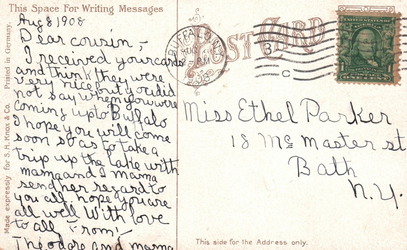 Vintage Postcard 1908 Milburn House Landmark Delaware Avenue Buffalo ...