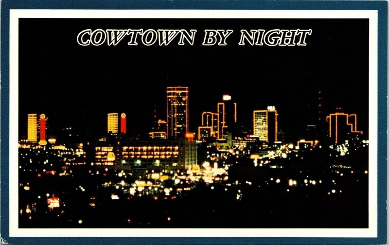 Cowtown Night City Skyline Western Art Botanic Gardens Rodeo Forest Vtg ...