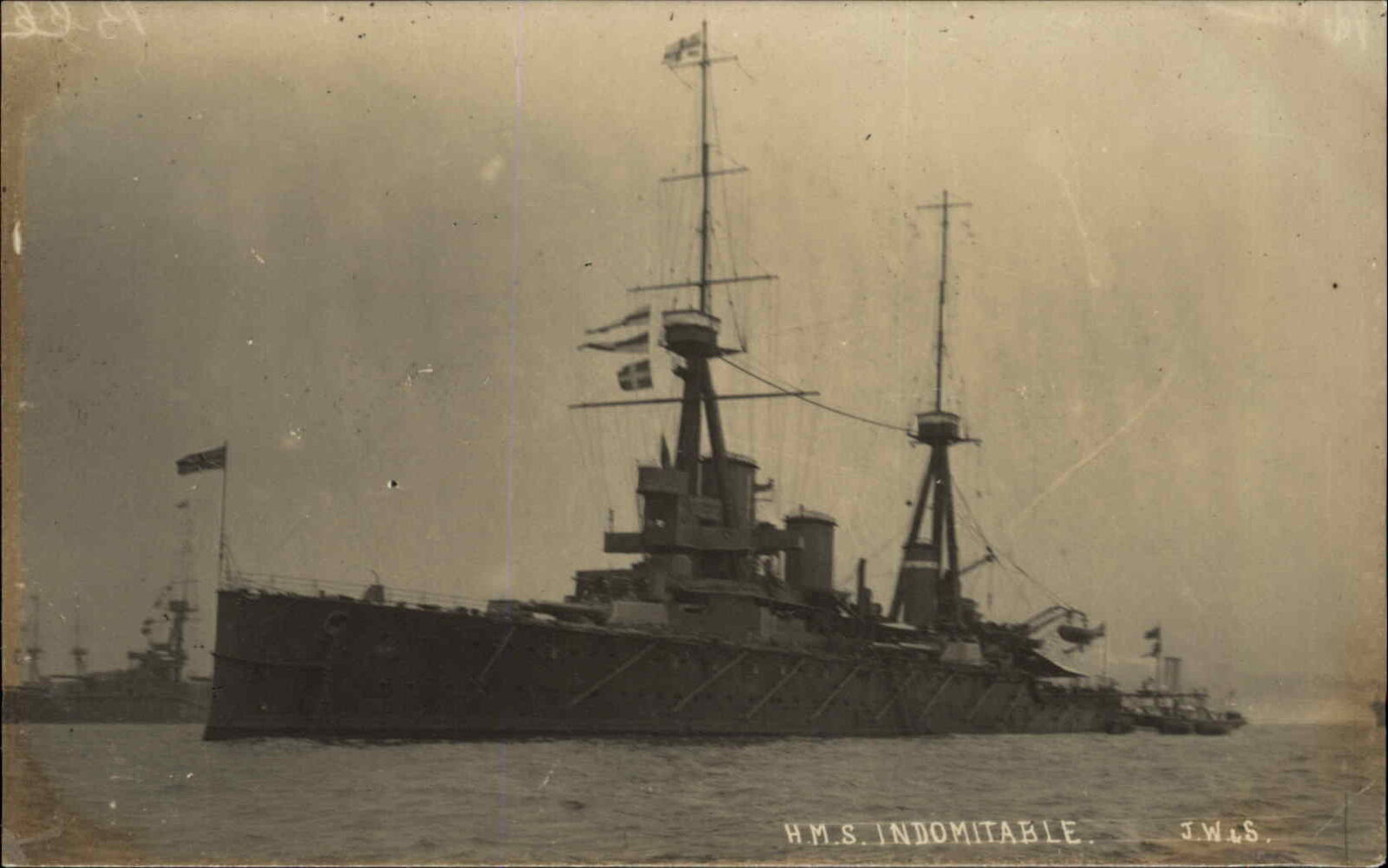 British Navy Battleship RPPC HMS "Indomitable" Ship J Welch & Sons ...