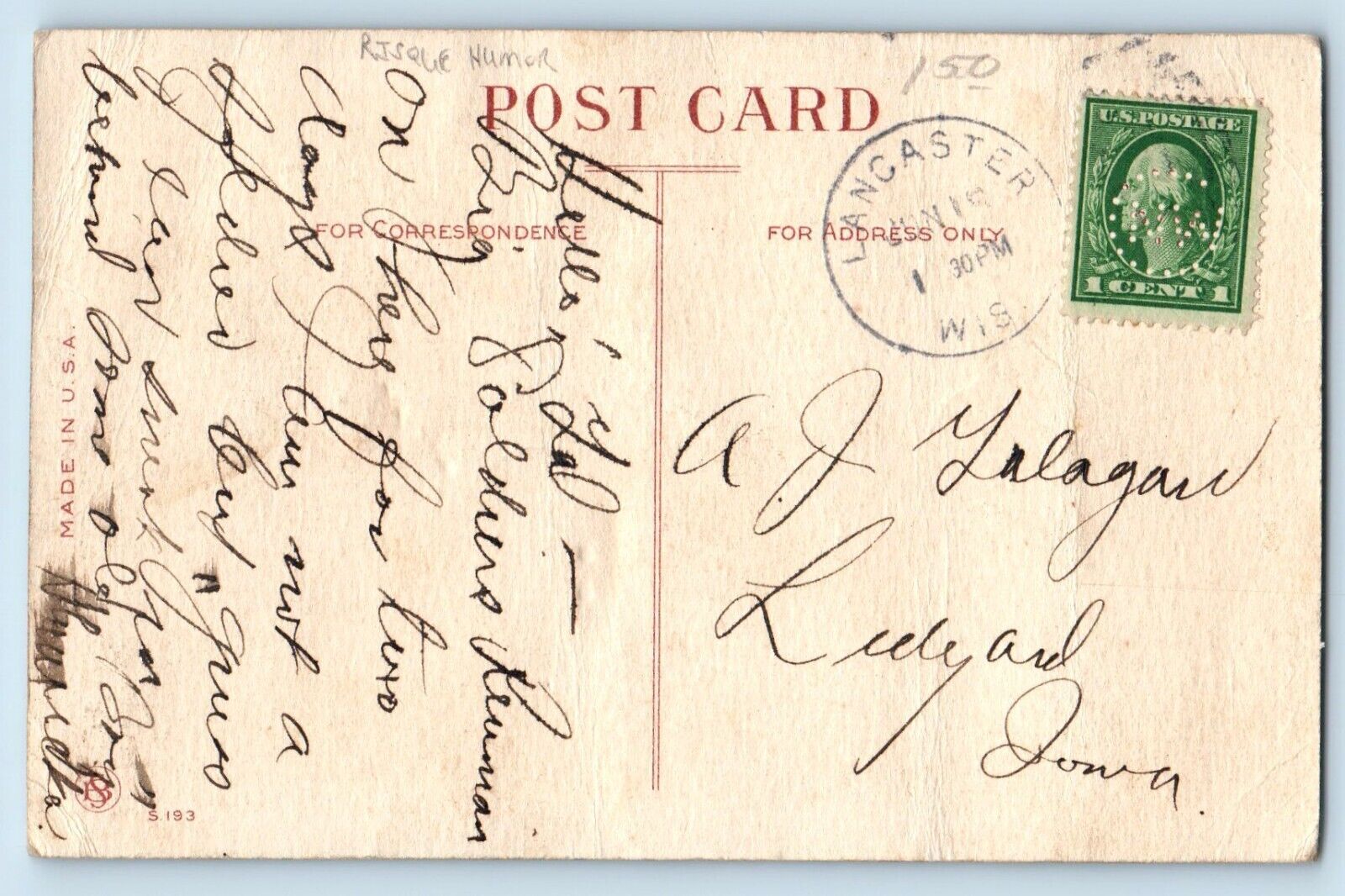 Risque Humor Postcard Woman Outlook Is Good Will Stay Awhile Lancaster ...