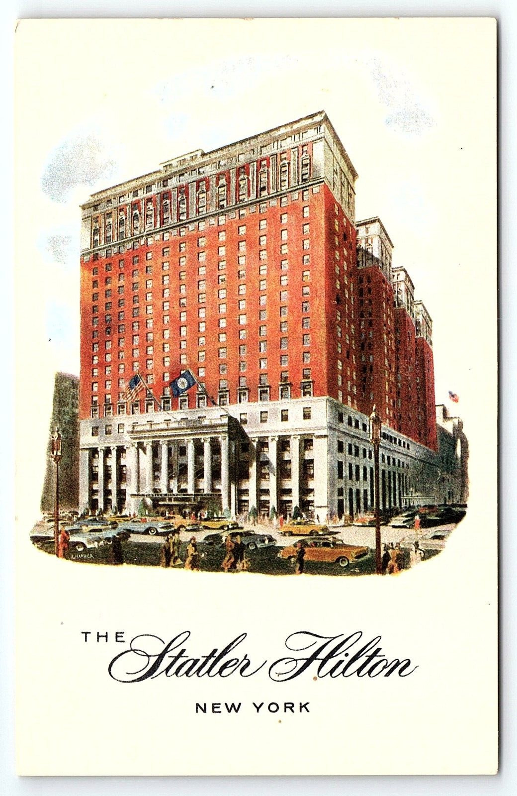 1950s New York the Statler Hilton Hotel Artist Rendering Postcard P2082 ...