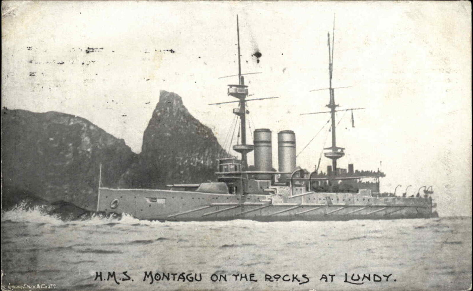 1906 BRITISH NAVY HMS Montagu LUNDY SHIPWRECK Battleship Disaster ...