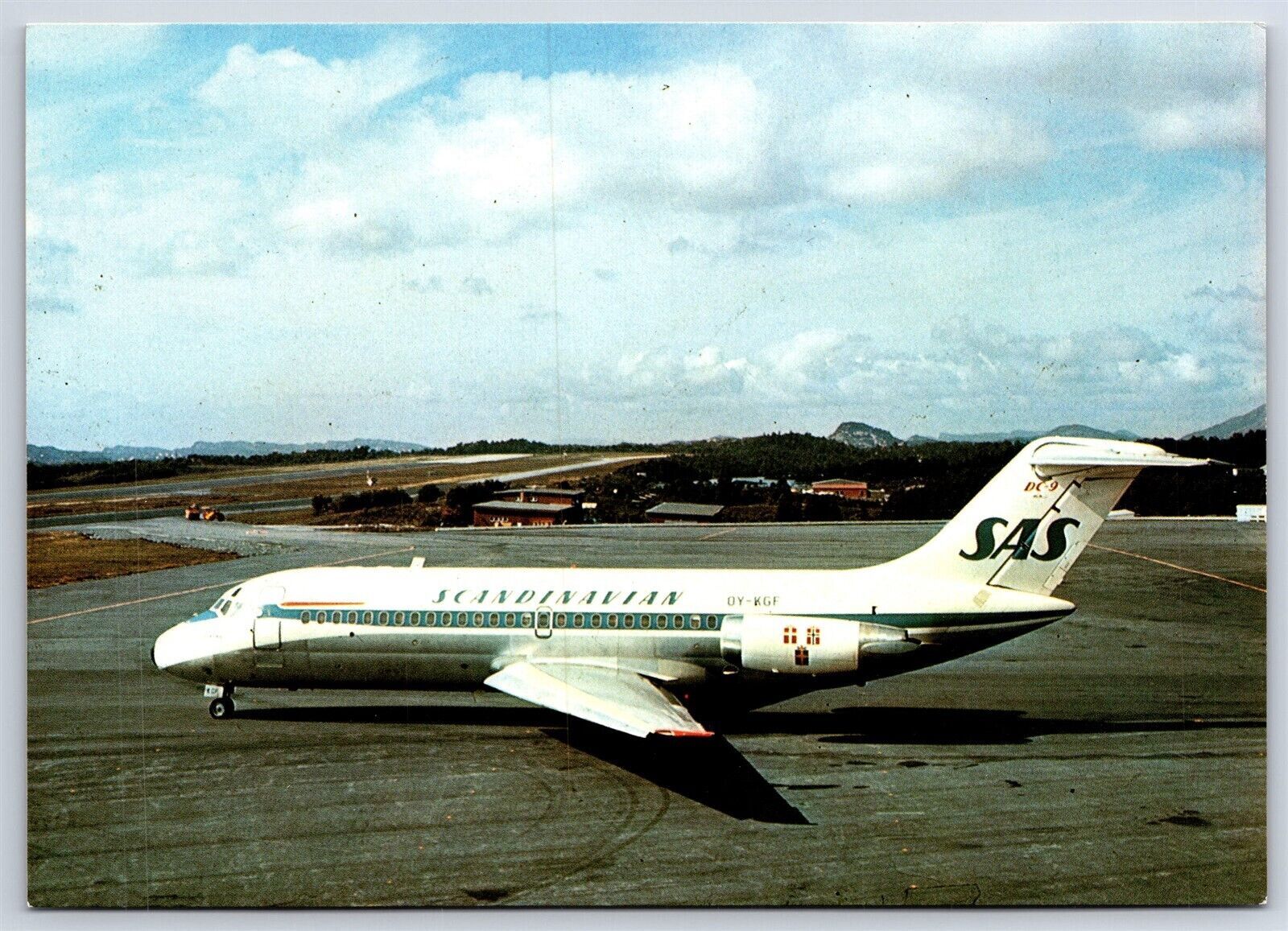 Airplane Postcard SAS Scandinavian Airlines Douglas DC-9 at Billund ...