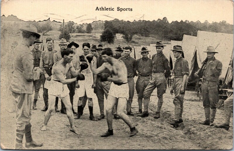WW1 Real Photo Postcard RPPC 1917 Soldiers Boxing Athletic Sports ...