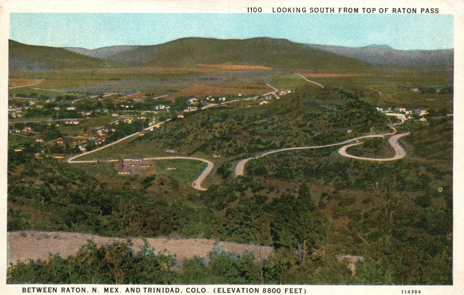 Vintage Postcard 1920s Looking South From Top of Raton Pass Trinidad ...