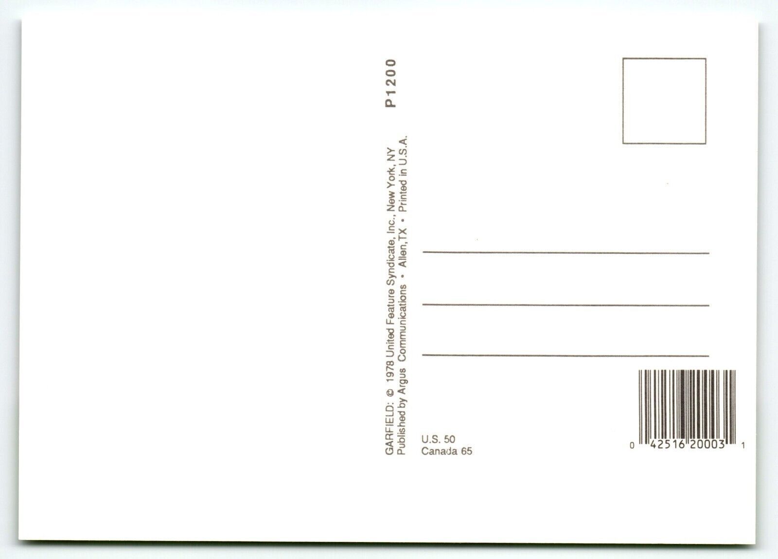 Garfield Cat Postcard Still Here Still Miss You Jim Davis 1978 Tabby ...