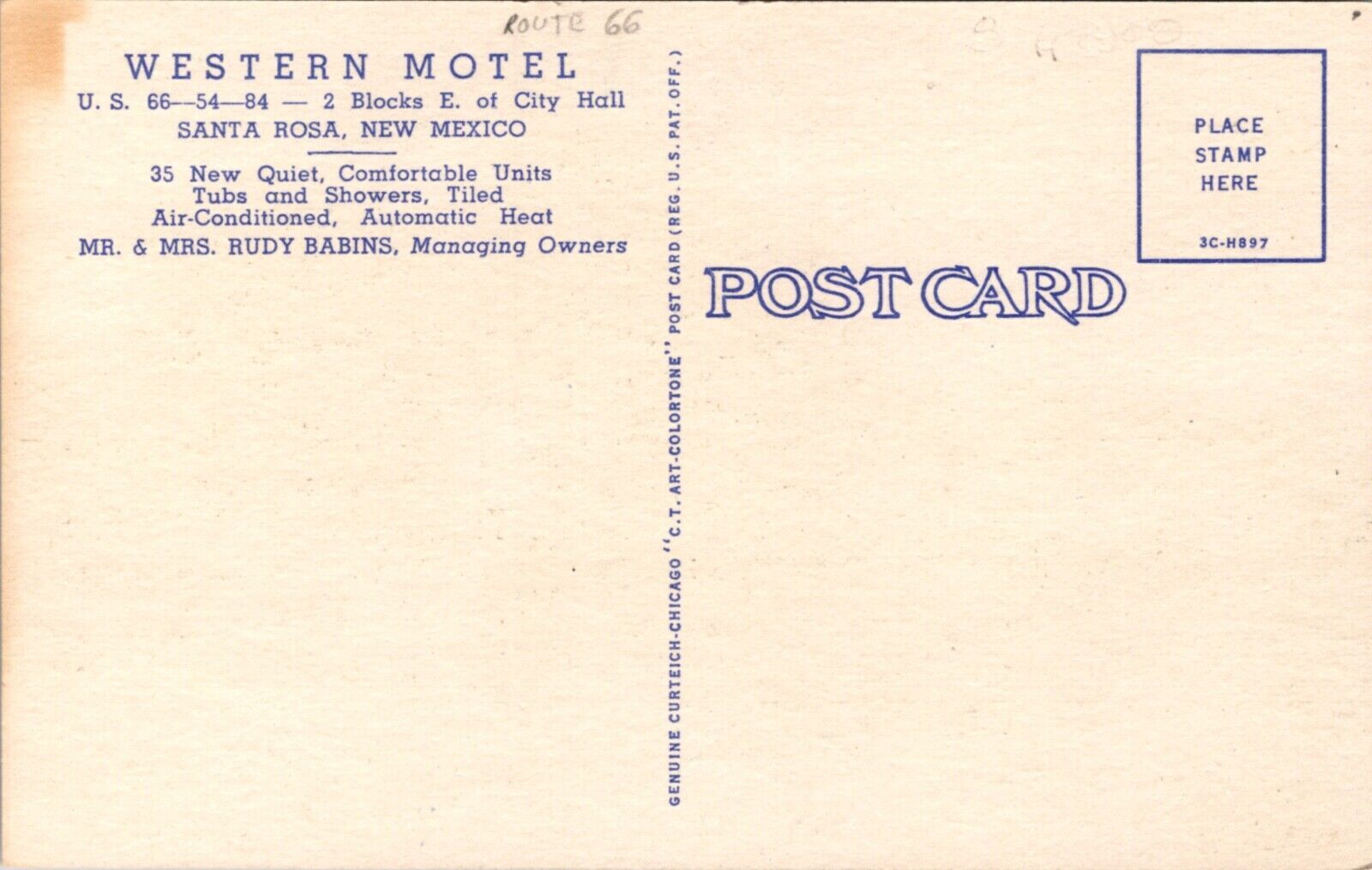 Linen Postcard Western Motel on Route 66 in Santa Rosa, New Mexico ...