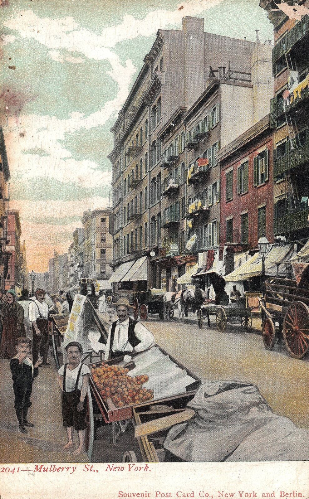 Vintage Postcard Fruit Vendors Push Carts Buggies Young Boys Street ...