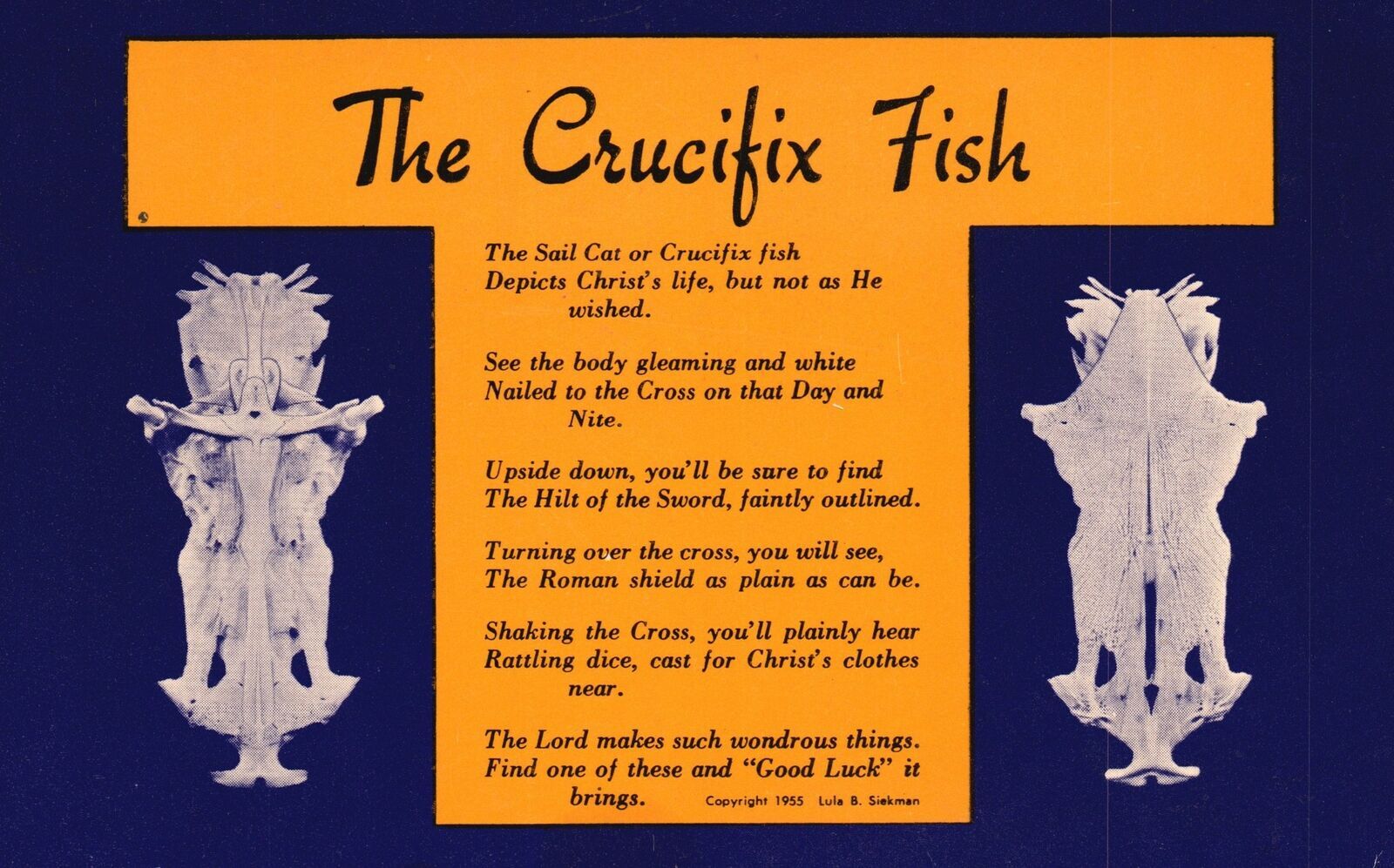 Vintage Postcard Crucifix Fish Sail Cat Gleaming White Like A Cross Sea ...